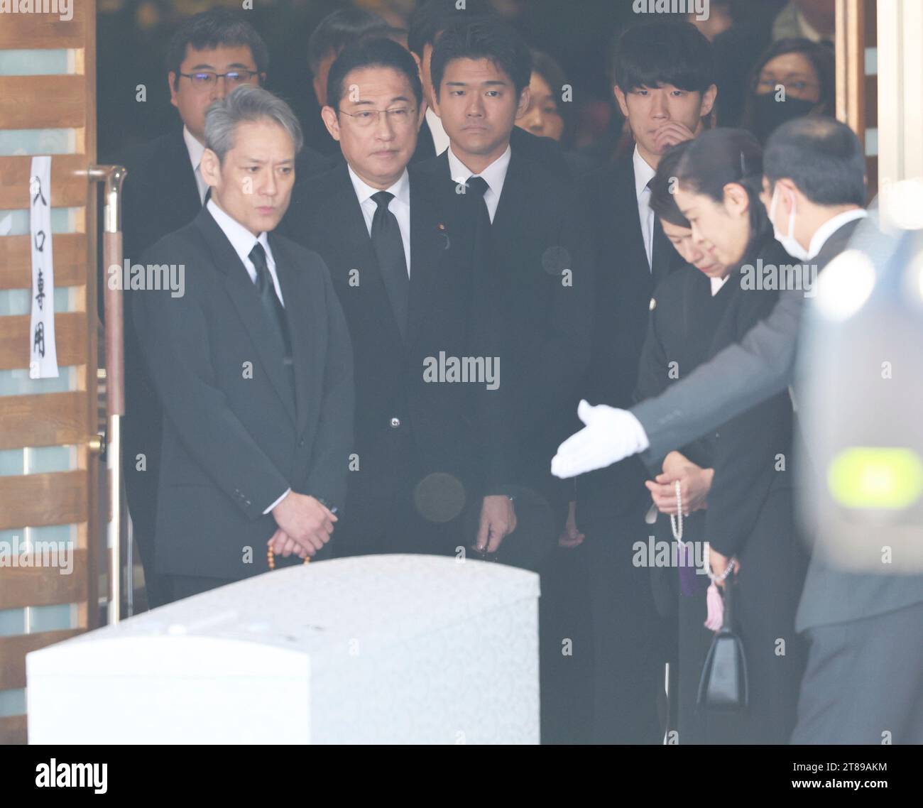 Japan's Prime Minister Fumio Kishida attends a funeral of his wife Yuko ...