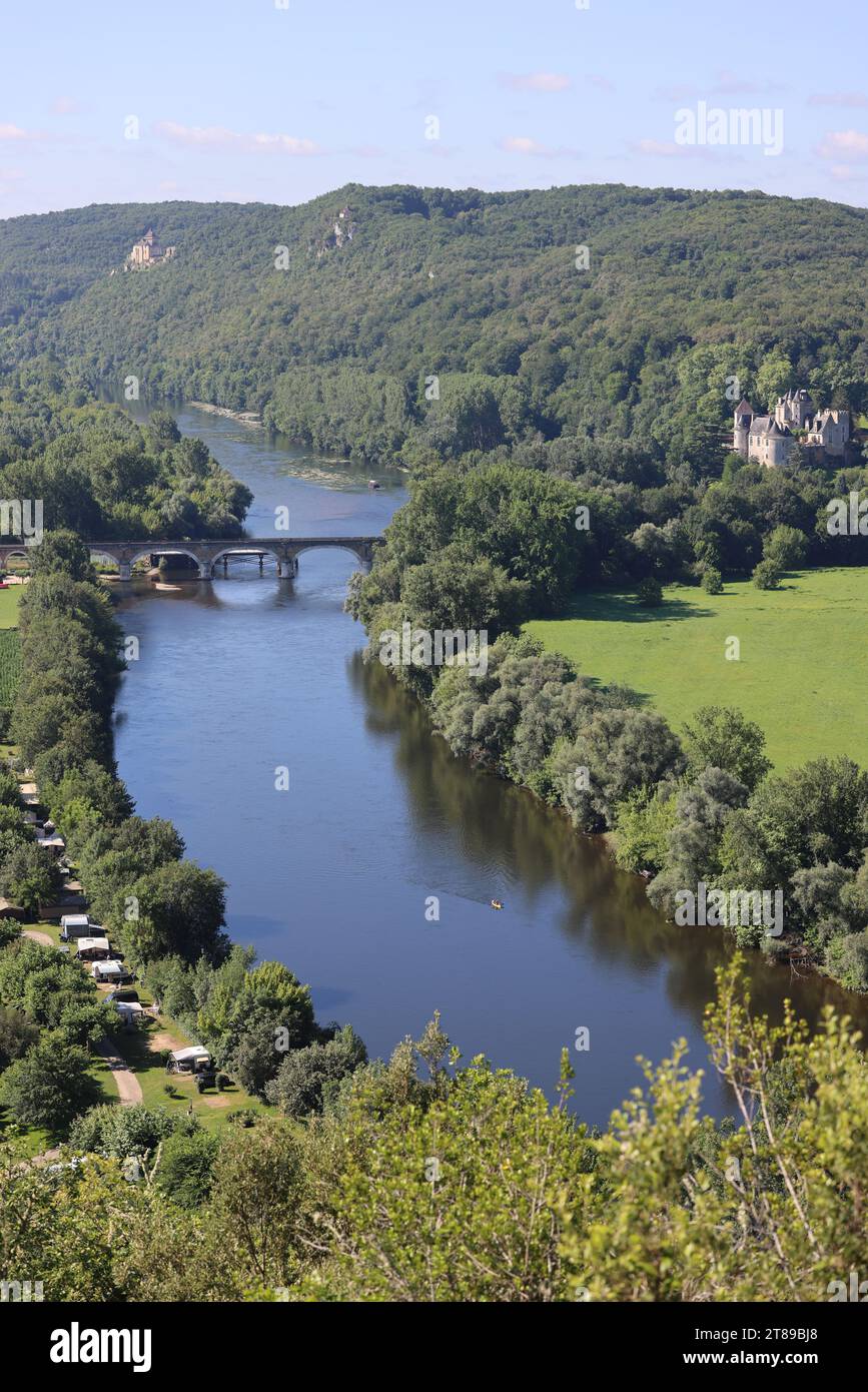 Aerial view of the Dordogne river valley from the heights of the ...