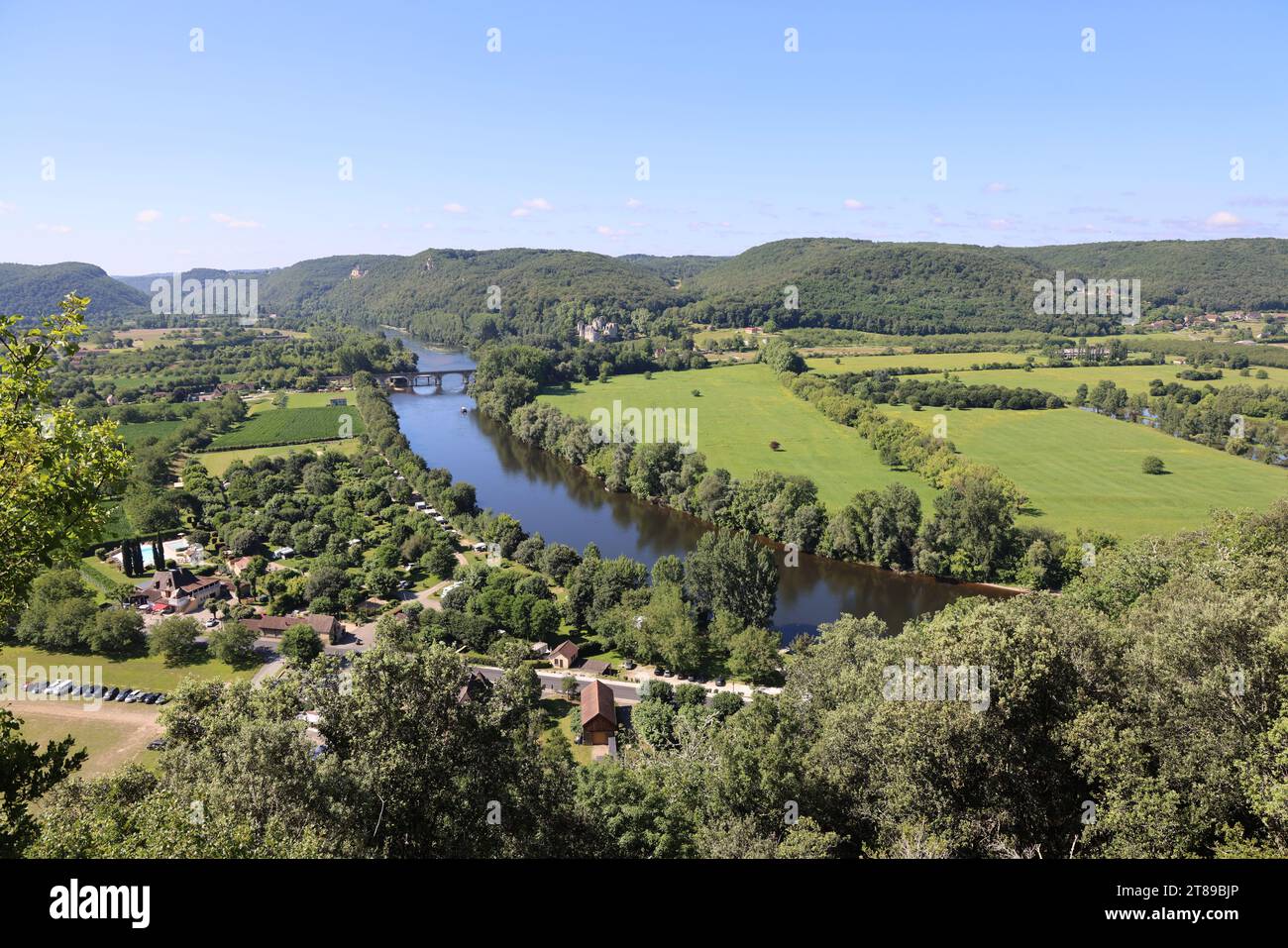 Aerial view of the Dordogne river valley from the heights of the ...
