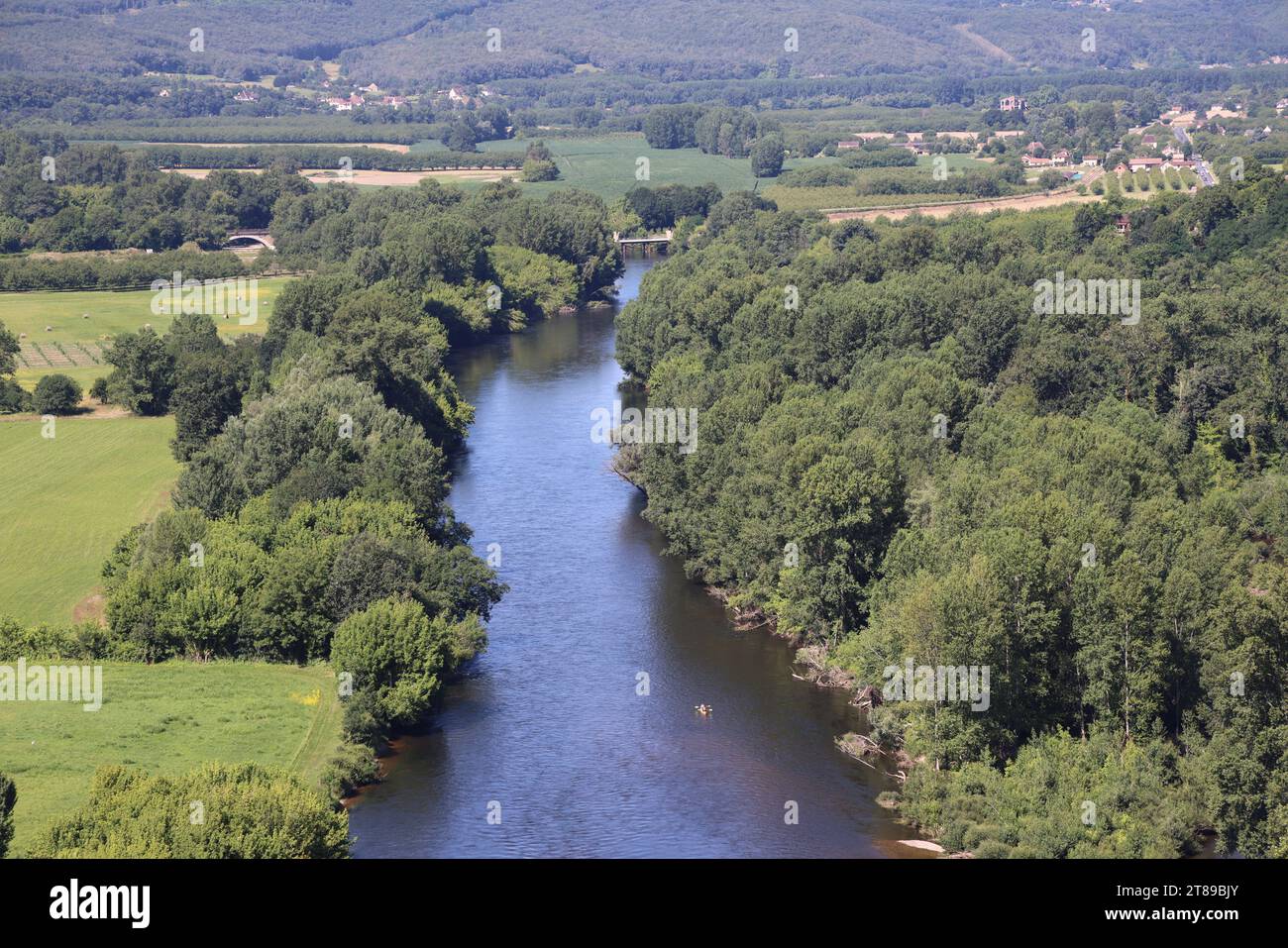 Aerial view of the Dordogne river valley from the heights of the ...