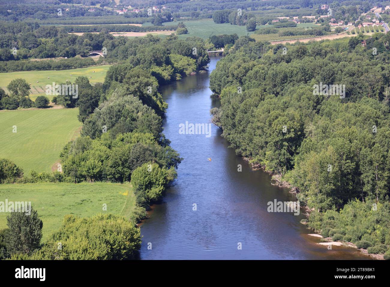 Aerial view of the Dordogne river valley from the heights of the ...