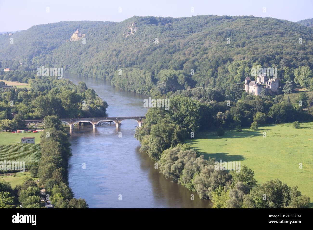 Aerial view of the Dordogne river valley from the heights of the ...