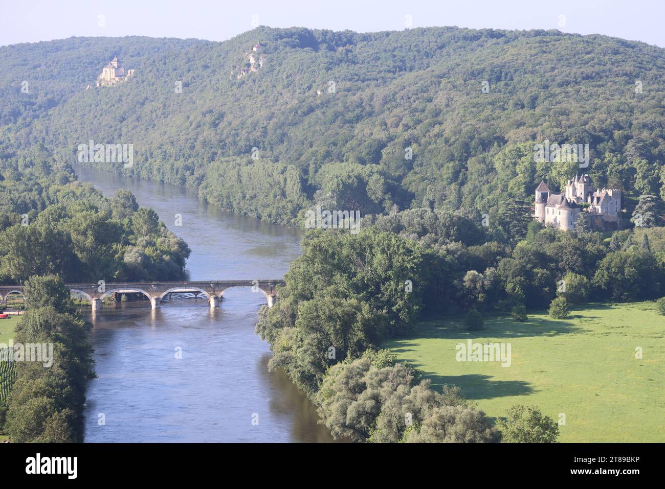 Aerial view of the Dordogne river valley from the heights of the ...