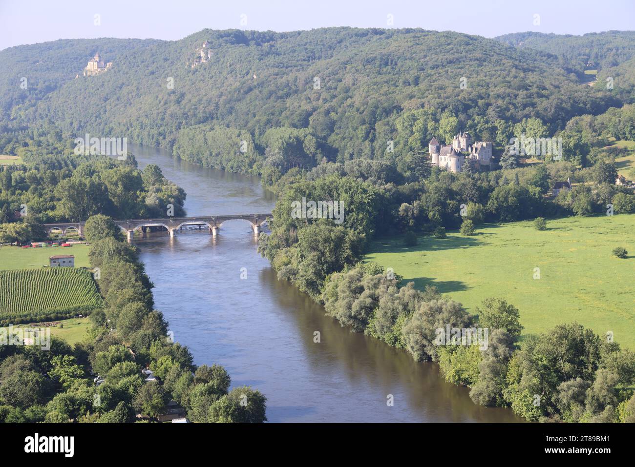 Aerial view of the Dordogne river valley from the heights of the ...