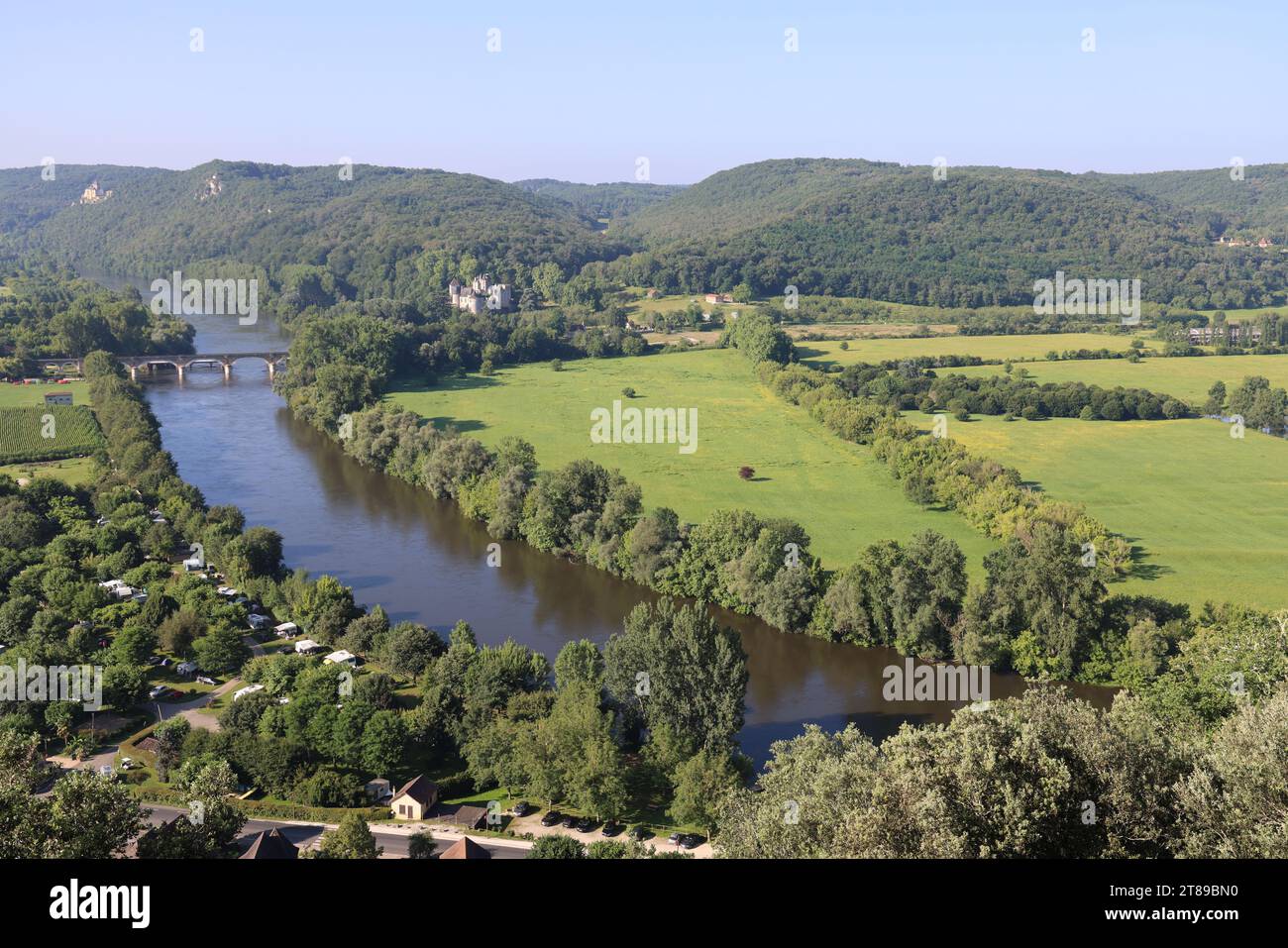 Aerial view of the Dordogne river valley from the heights of the ...