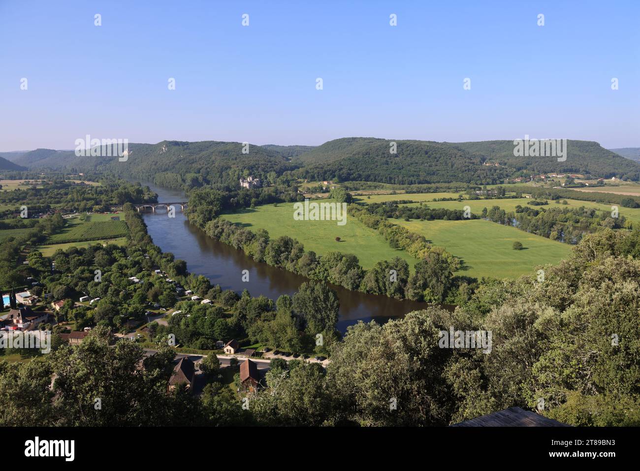 Aerial view of the Dordogne river valley from the heights of the ...