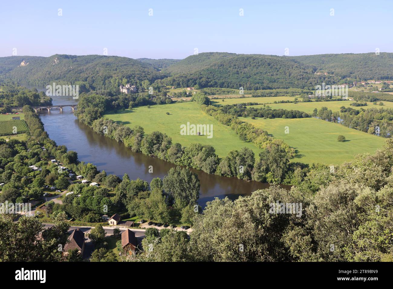 Aerial view of the Dordogne river valley from the heights of the ...