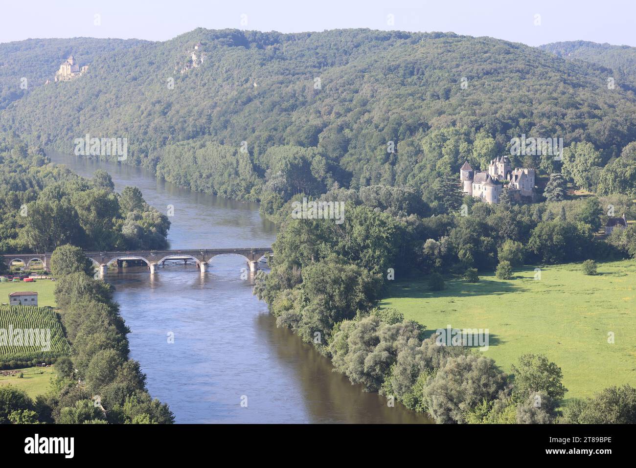 Aerial view of the Dordogne river valley from the heights of the ...