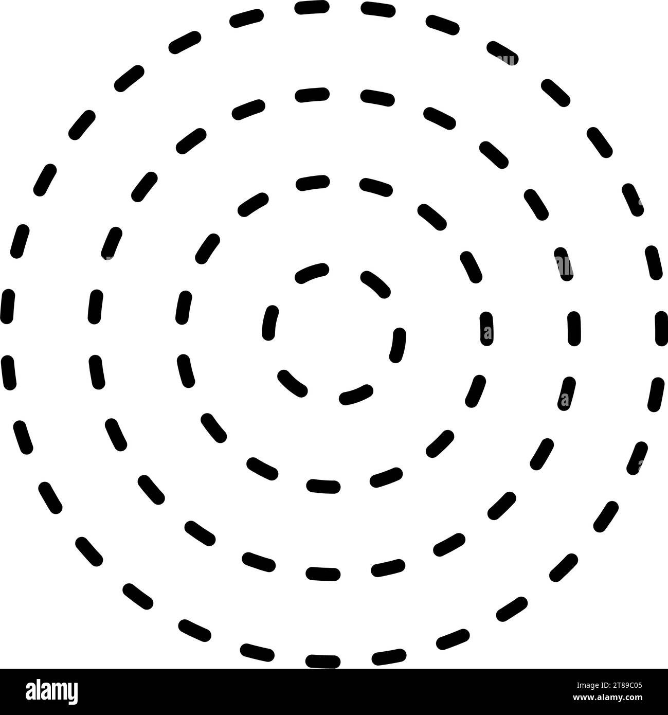 Dashed concentric circle icon. Black and white broken circular rings. Sound wave, radar, target ...
