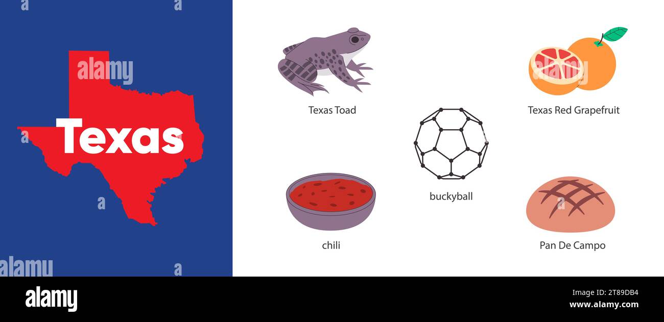 Texas states map shape symbol object buckyballs toad frog pan de campo ...