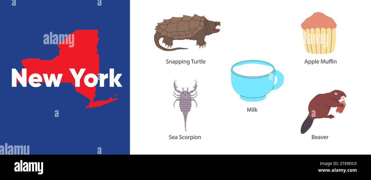 New York city states of symbol object of snapping turtle sea scorpion ...