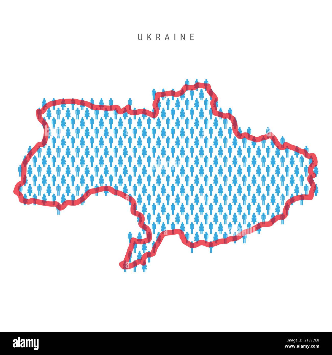 Ukraine population map. Stick figures Ukrainian people map with bold ...