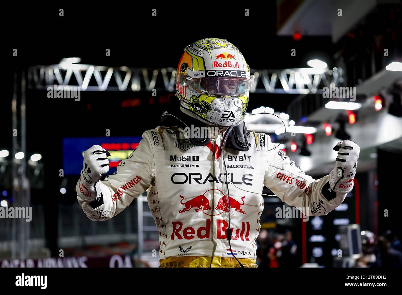 LAS VEGAS - Max Verstappen (Red Bull Racing) cheers after winning the ...