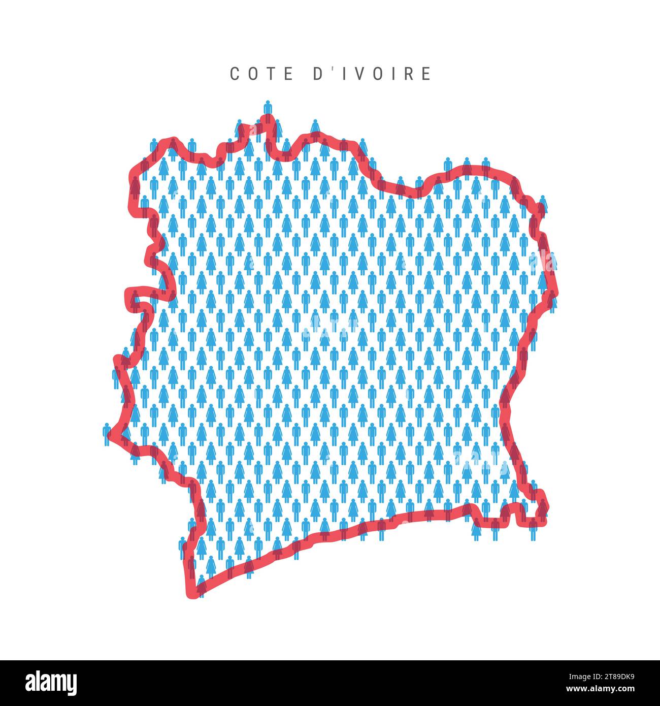 Cote dIvoire population map. Stick figures Ivory Coast people map with ...