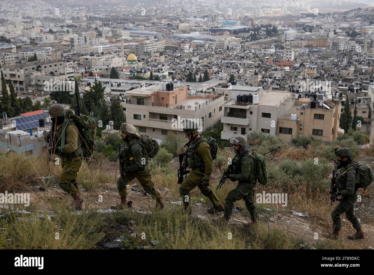 Israeli soldiers are seen during a military operation in the Balata ...