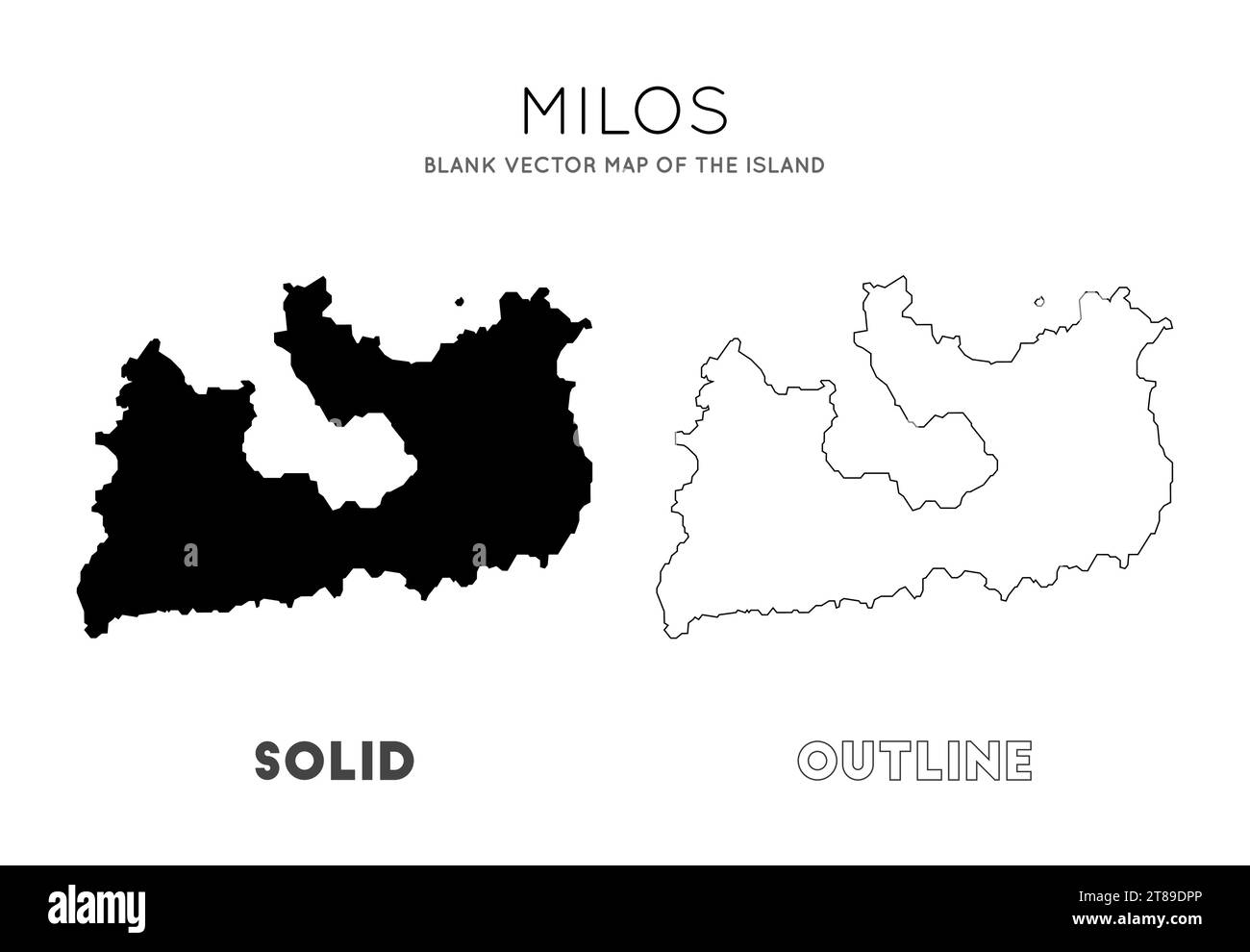 Milos map. Blank vector map of the Island. Borders of Milos for your ...