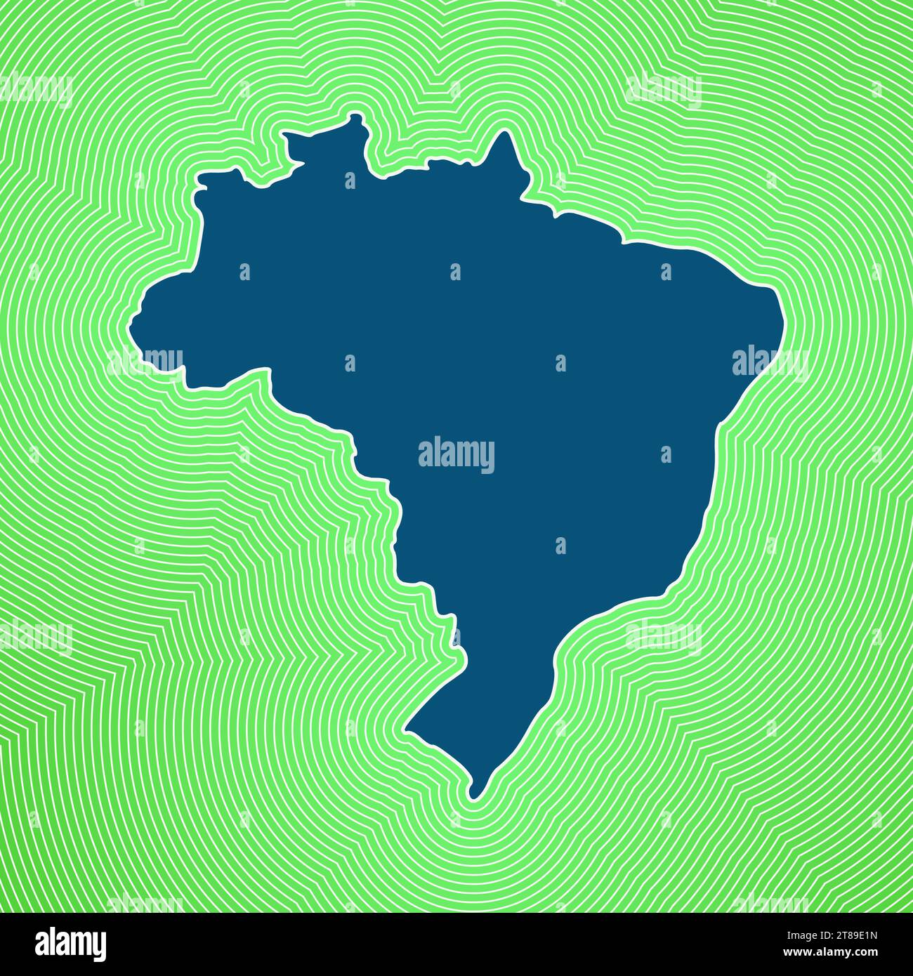 Brazil Map Icon Country Shape On Radiant Striped Gradient Background