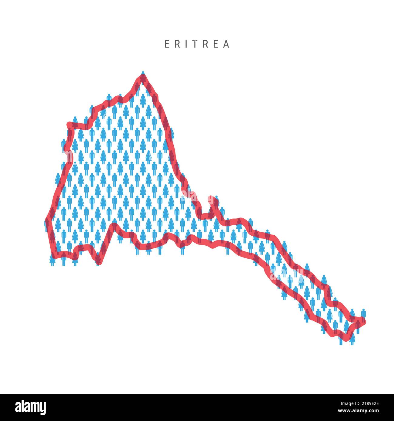 Eritrea Population Map Stick Figures Eritrean People Map With Bold Red