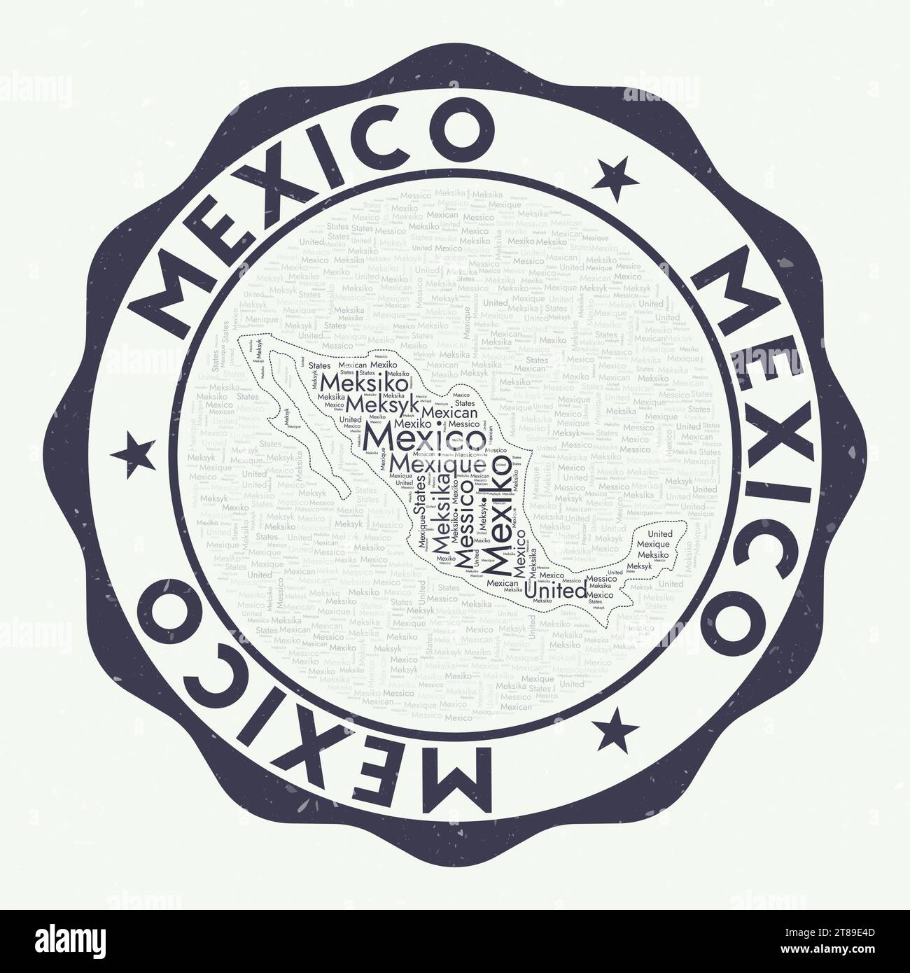 Mexico logo. Astonishing country badge with word cloud in the shape of ...