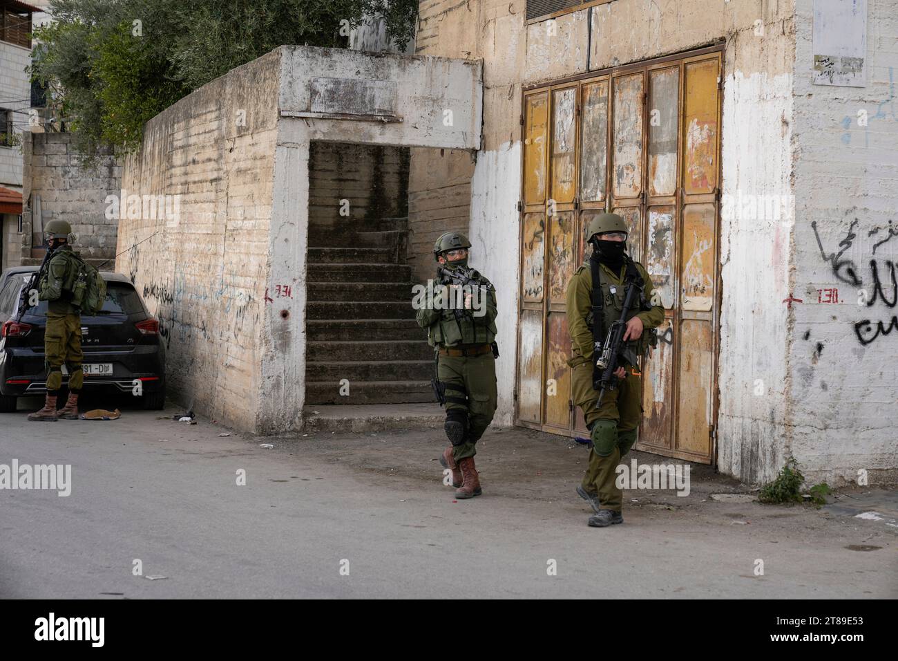 Israeli soldiers are seen during a military operation in the Balata ...