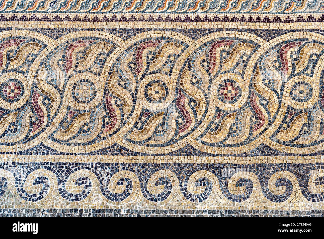 Antique mosaic ornament in the Archaeological Park of Paphos. Cyprus ...