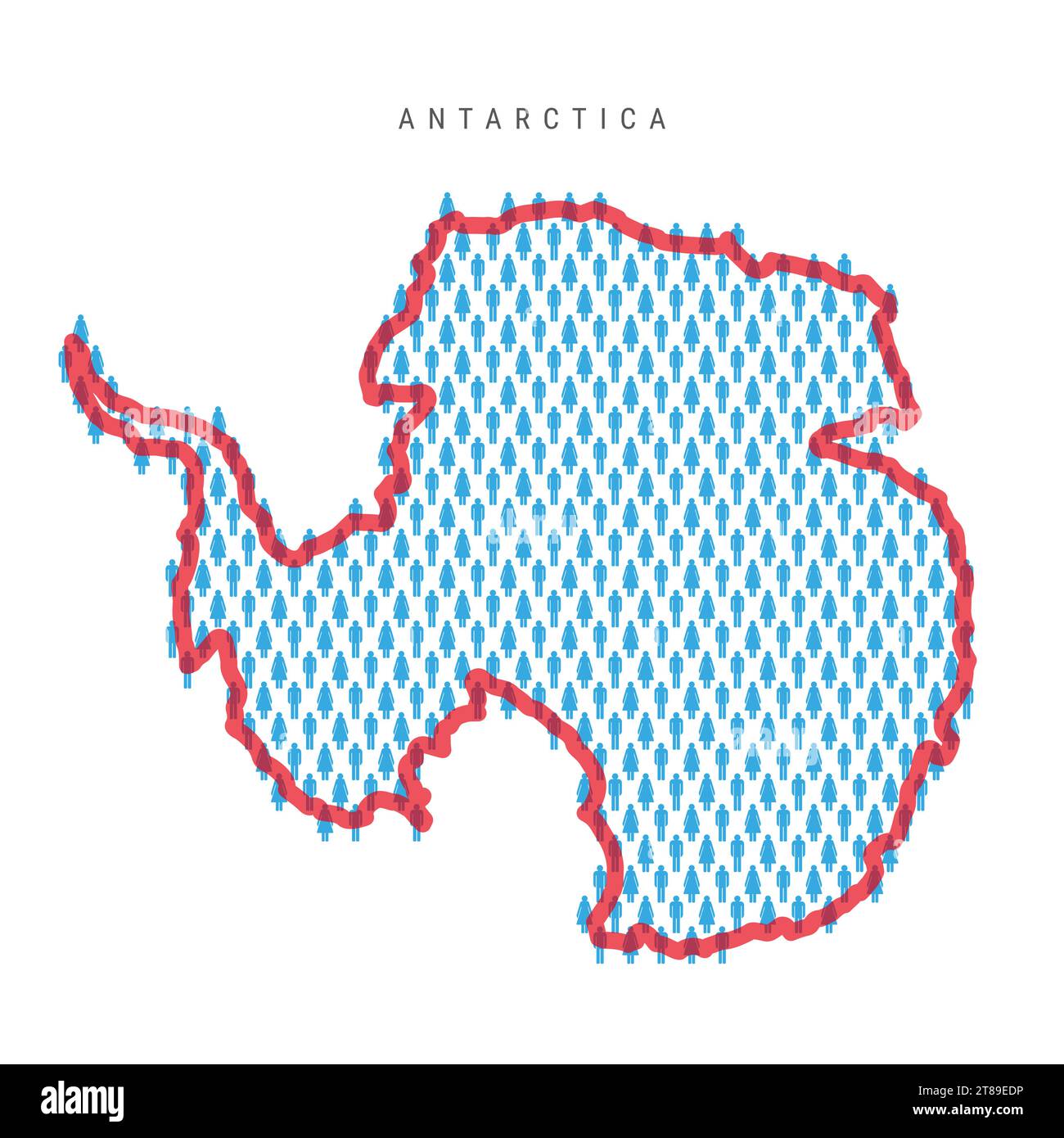 Antarctica population map. Stick figures polar explorers people map ...