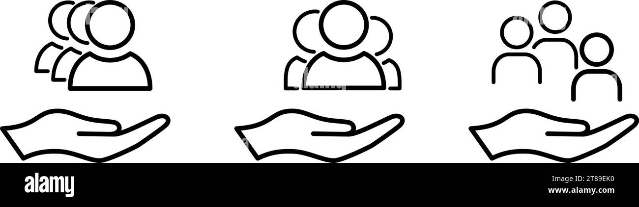 Set of linear icons of people group as a clients or users concept Stock ...