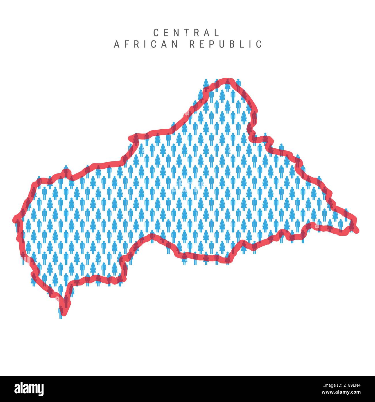 Central African Republic population map. Stick figures CAR people map ...