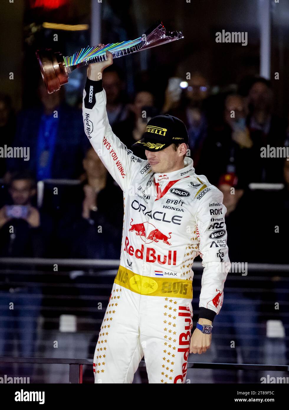 LAS VEGAS - Max Verstappen (Red Bull Racing) cheers after winning the ...