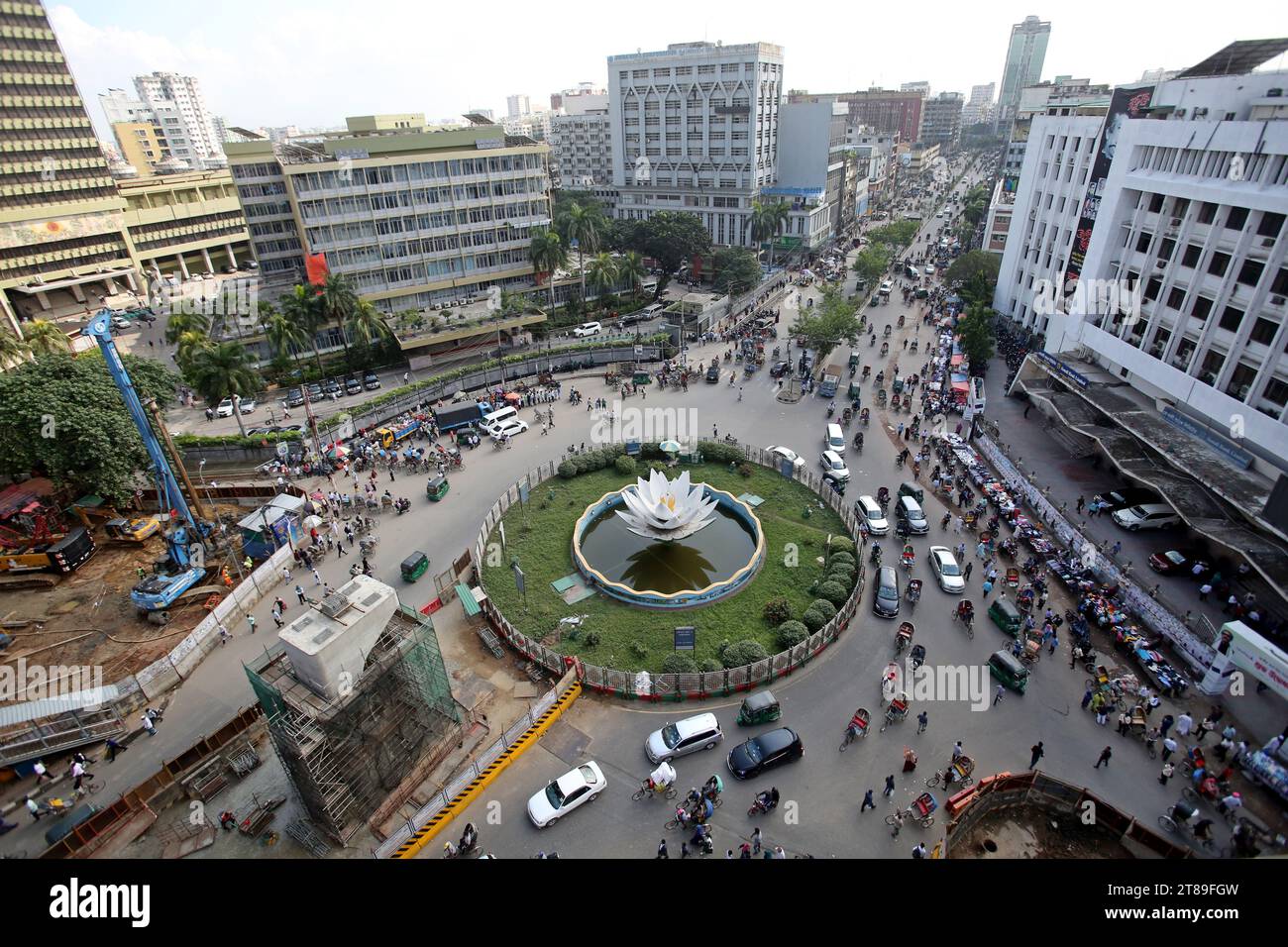 Ariel view of the intersection of Motijheel commercial area during ...
