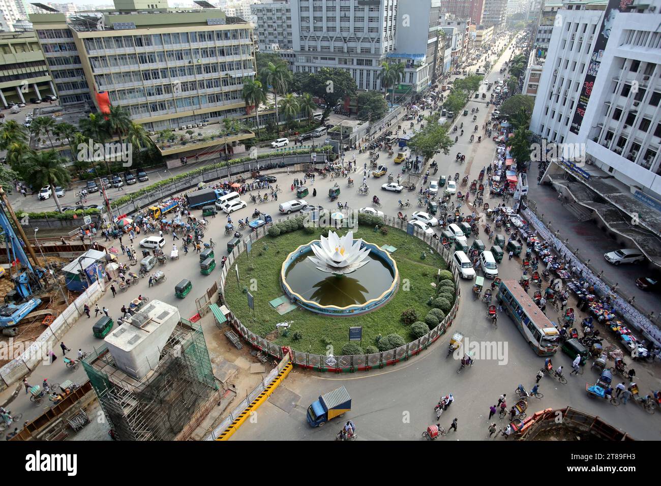 Ariel view of the intersection of Motijheel commercial area during ...
