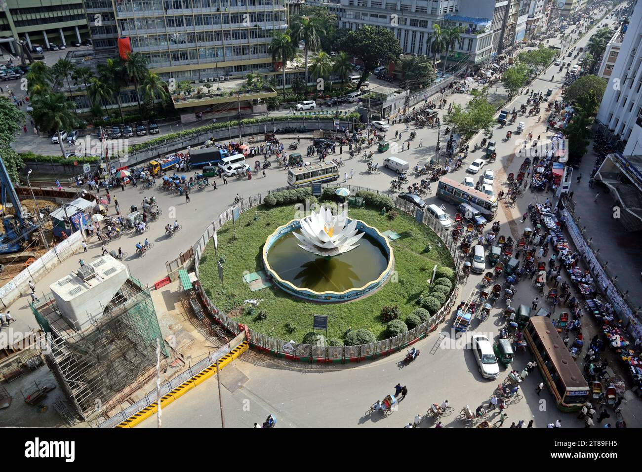 Ariel view of the intersection of Motijheel commercial area during ...