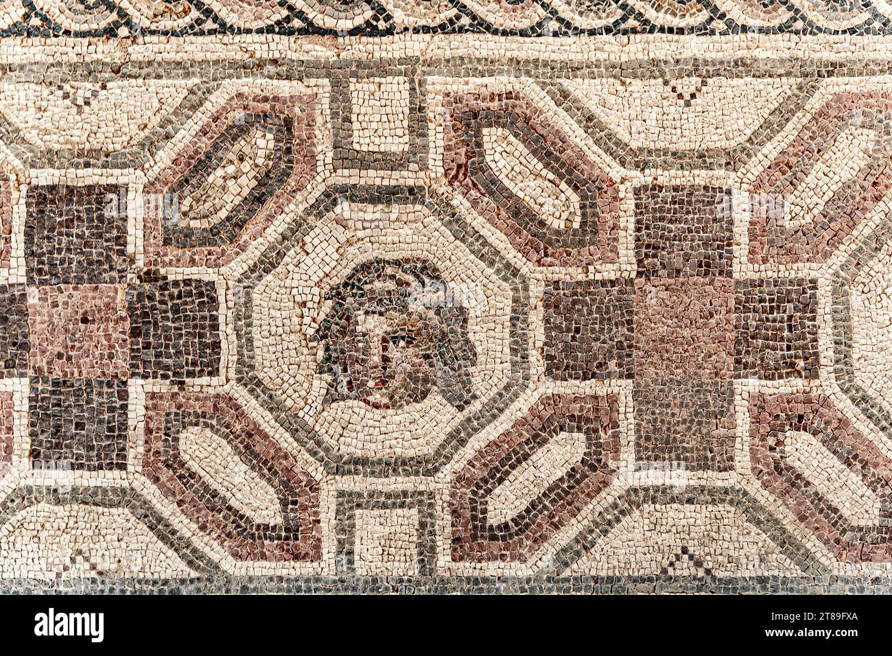 Antique mosaic on the floor of the house of Dionysus. Archaeological ...