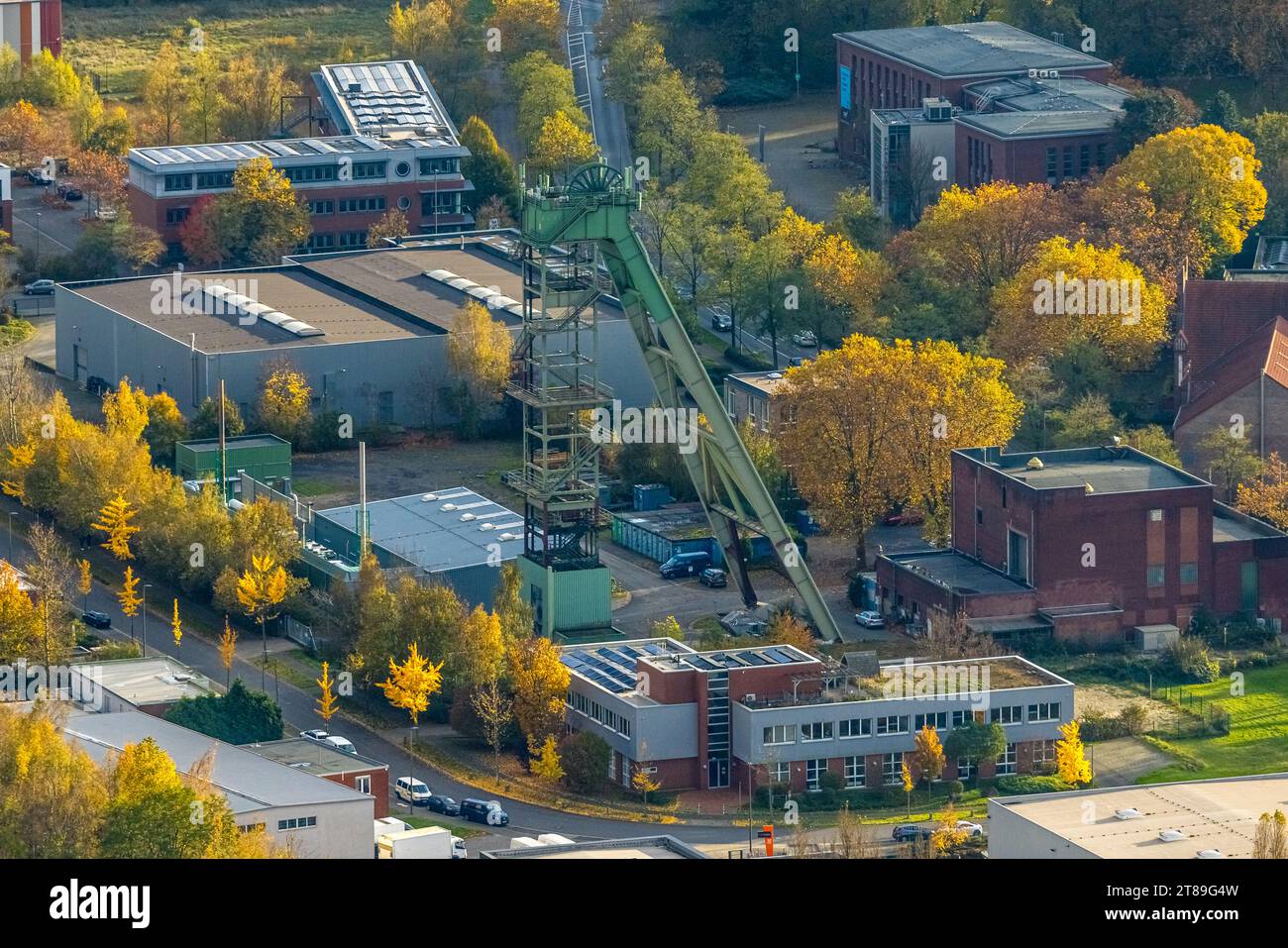 Aerial view, industrial monument Hansa coking plant with winding tower ...