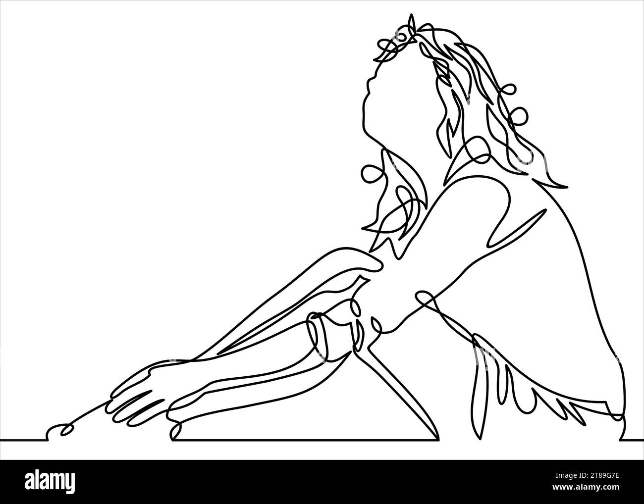 Line drawing person sitting down Stock Vector Images - Alamy