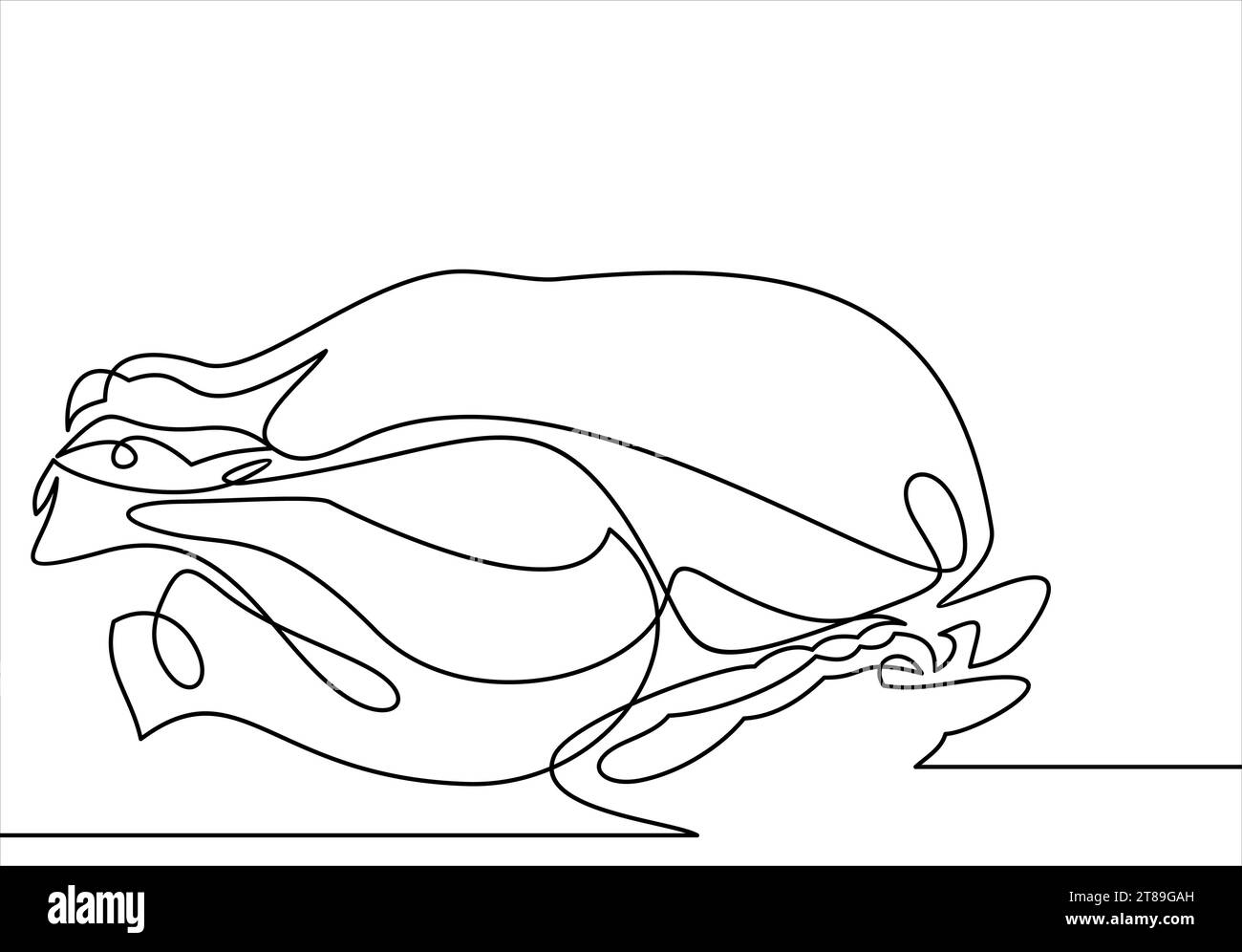 roasted whole chicken-continuous line drawing Stock Vector Image & Art ...