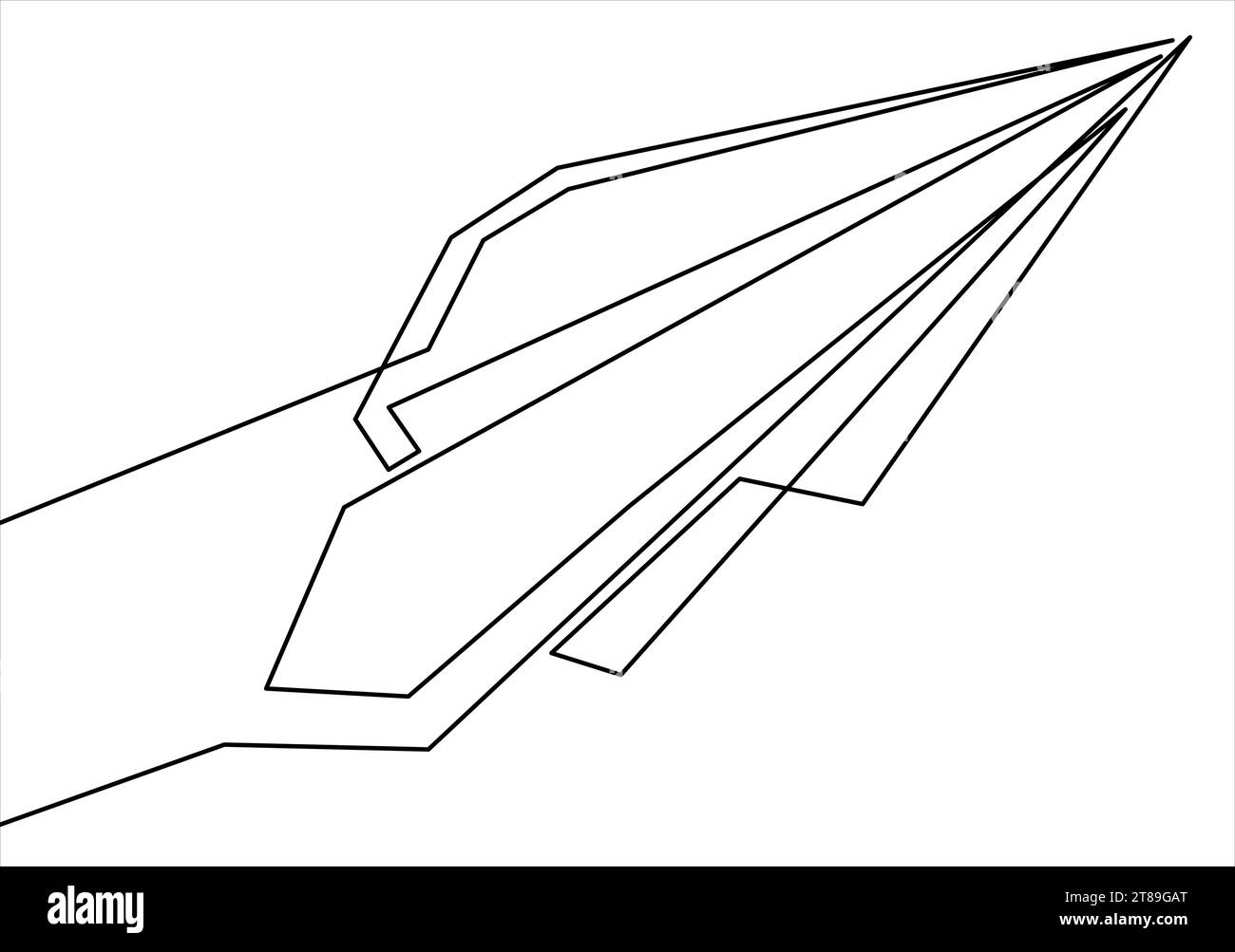 Continuous one line drawing of isolated vector object paper airplane is ...