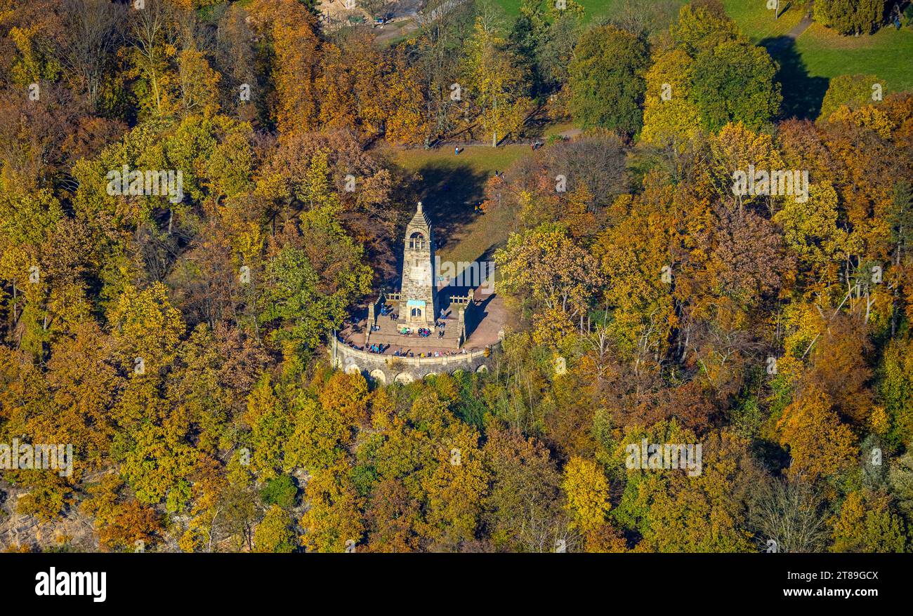 Aerial view, local recreation area Hohenstein, excursionists at the ...