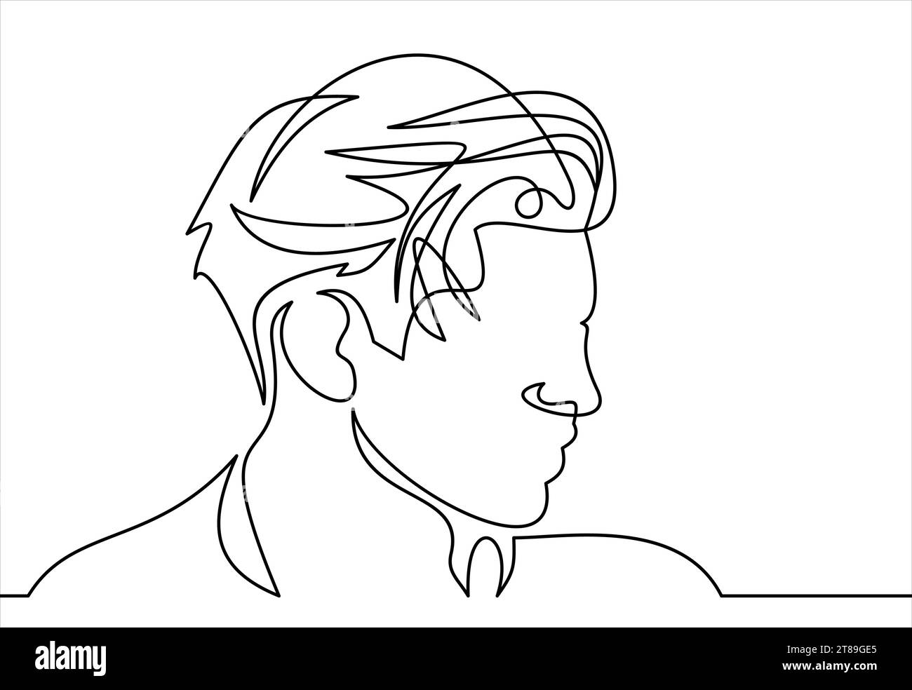Continuous one line drawing of man portrait. Hairstyle. Fashionable men ...