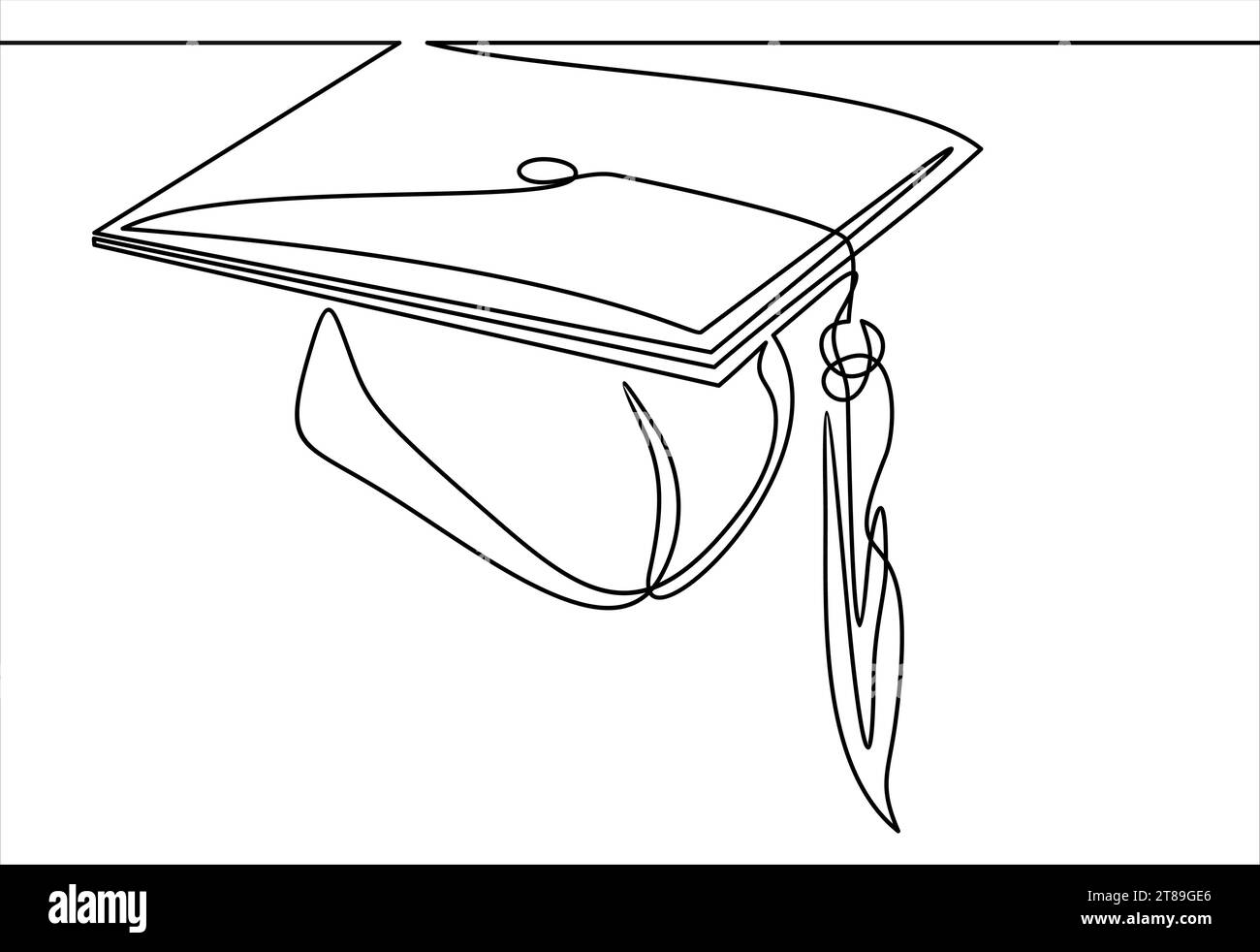 one line drawing of isolated vector object - graduation cap Stock ...