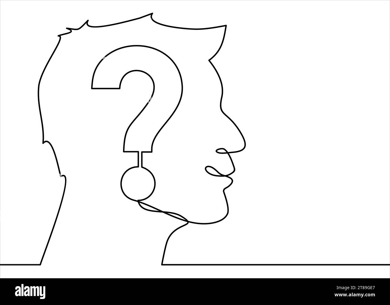 Concept of confused feelings in one continuous line drawing. Human head ...