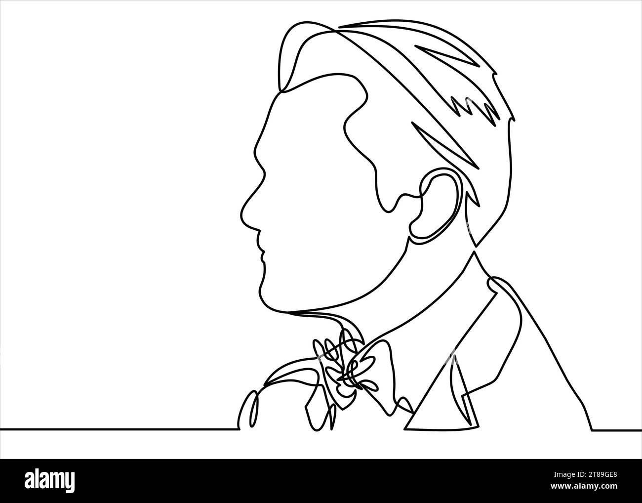 Continuous one line drawing of man portrait. Hairstyle. Fashionable men ...