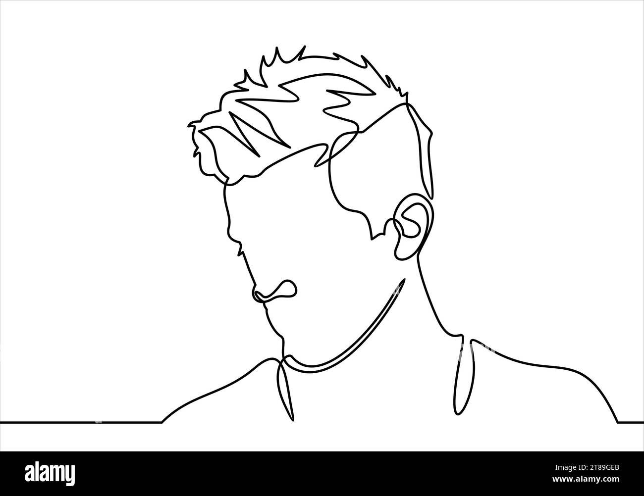 Continuous one line drawing of man portrait. Hairstyle. Fashionable men ...