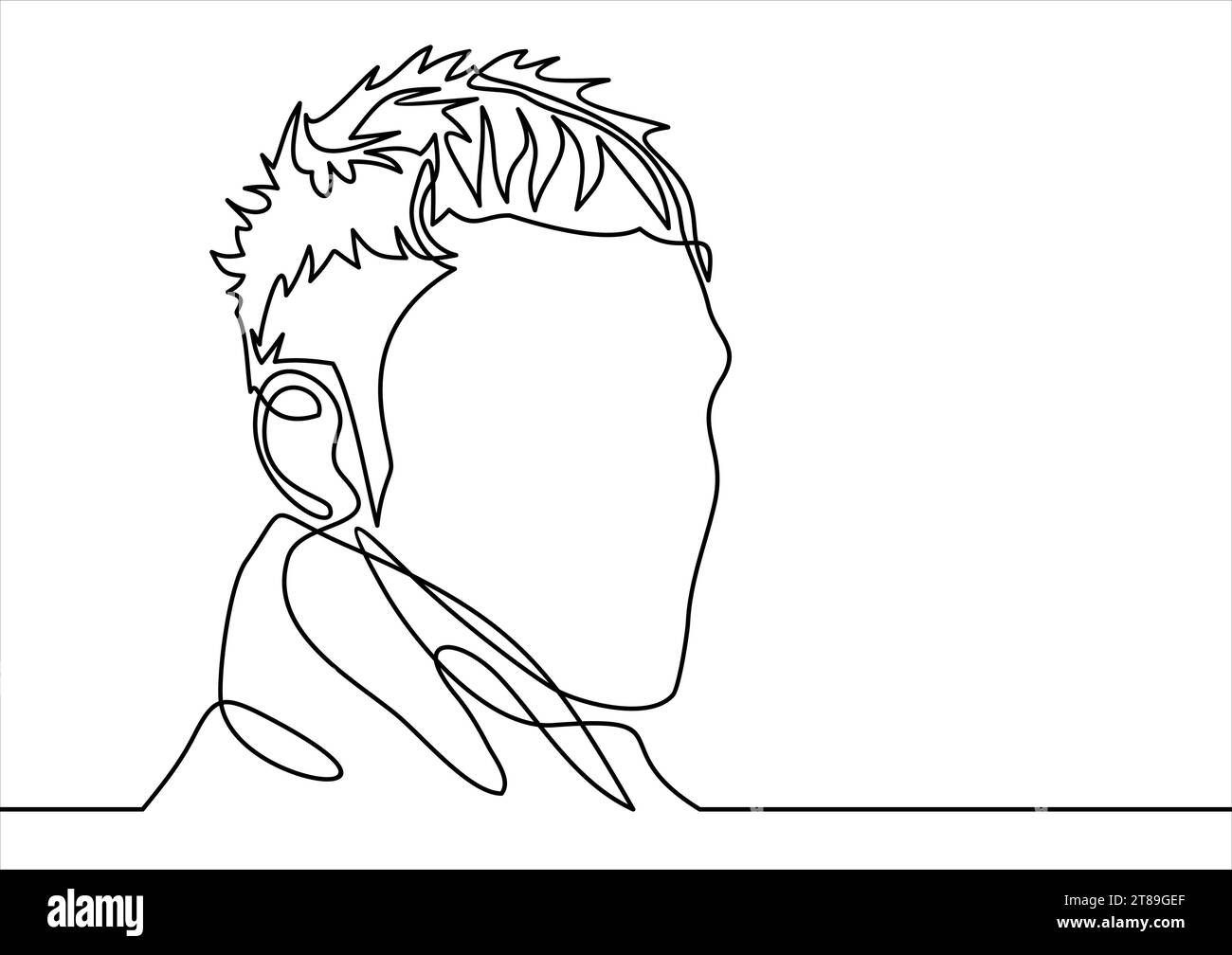 Continuous one line drawing of man portrait. Hairstyle. Fashionable men ...