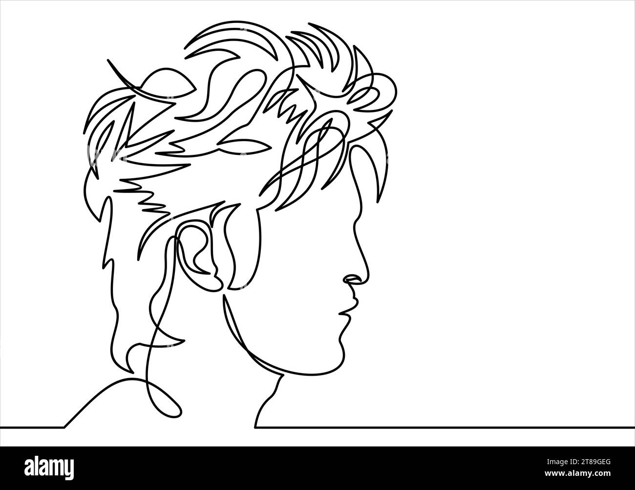 Continuous One Line Drawing Of Man Portrait Hairstyle Fashionable Mens Style Stock Vector