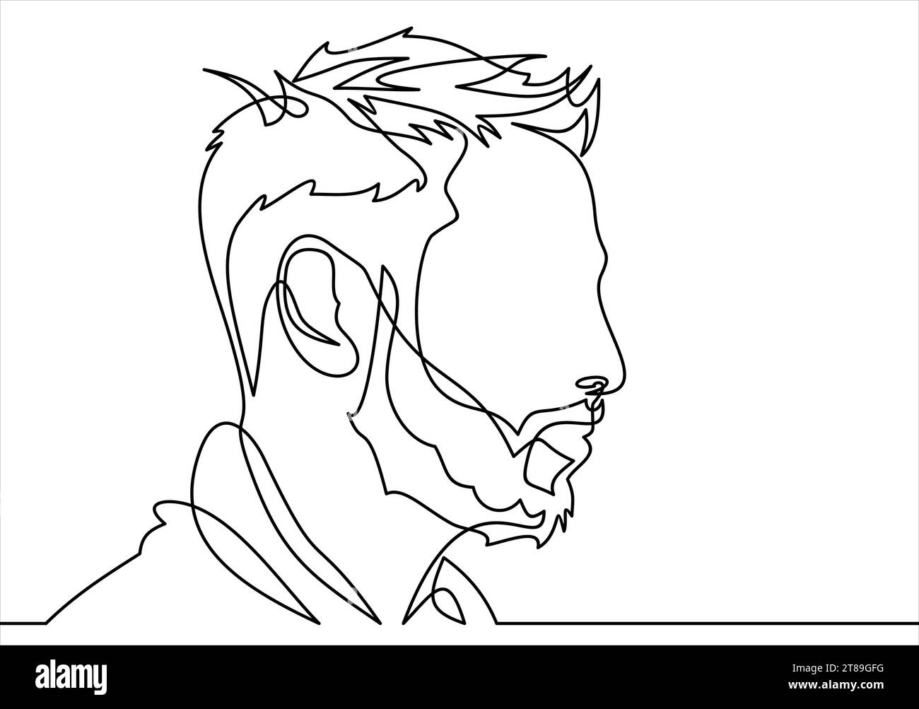 Continuous one line drawing of man portrait. Hairstyle. Fashionable men ...