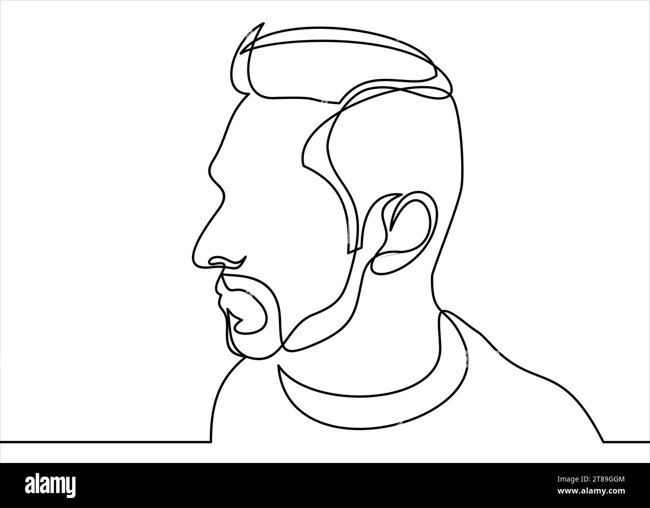 Continuous one line drawing of man portrait. Hairstyle. Fashionable men ...