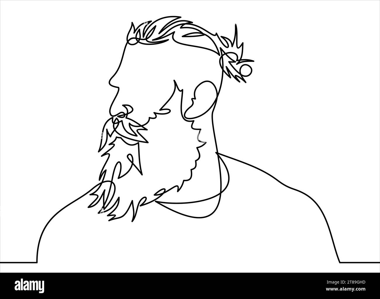 Continuous One Line Drawing Of Man Portrait Hairstyle Fashionable Men