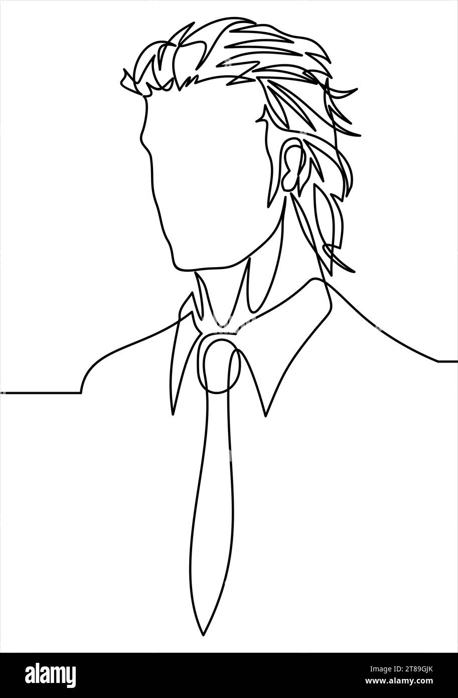 Continuous One Line Drawing Of Man Portrait Hairstyle Fashionable Men