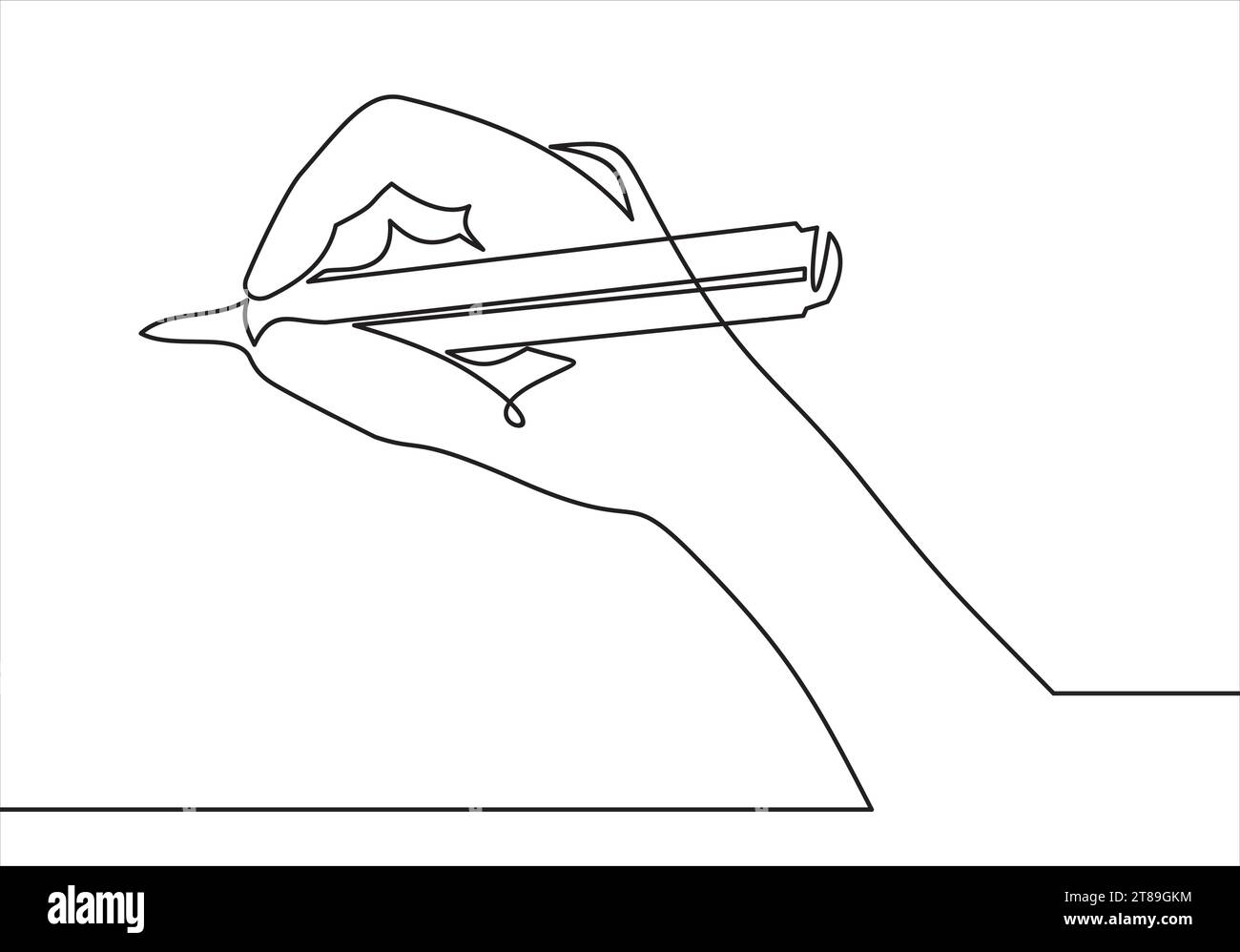 line drawing of hand holding a pen- continuous line drawing Stock ...